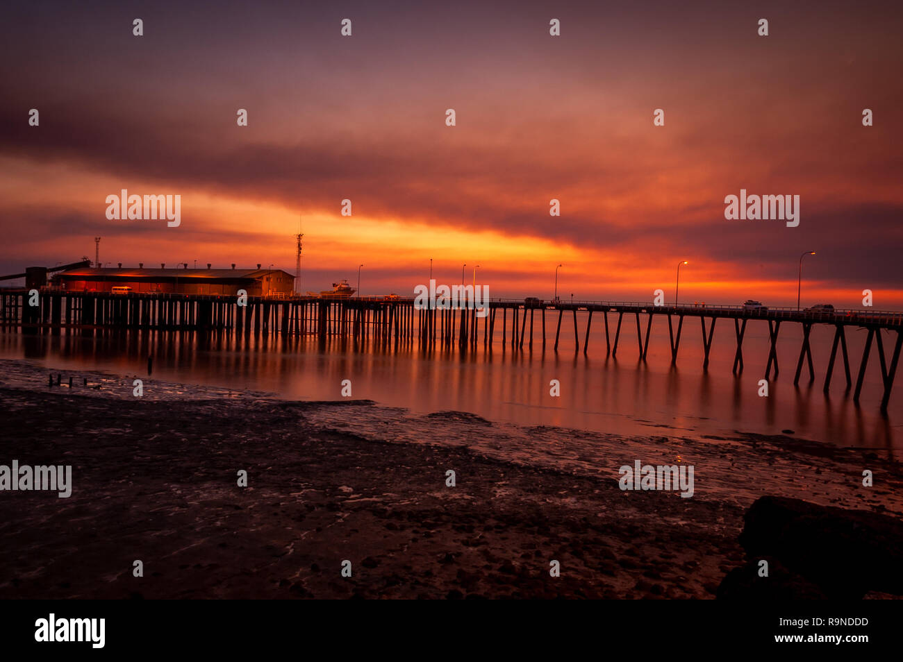 Epic sunset at one of the world's tallest wharfs. The sunset colours ...