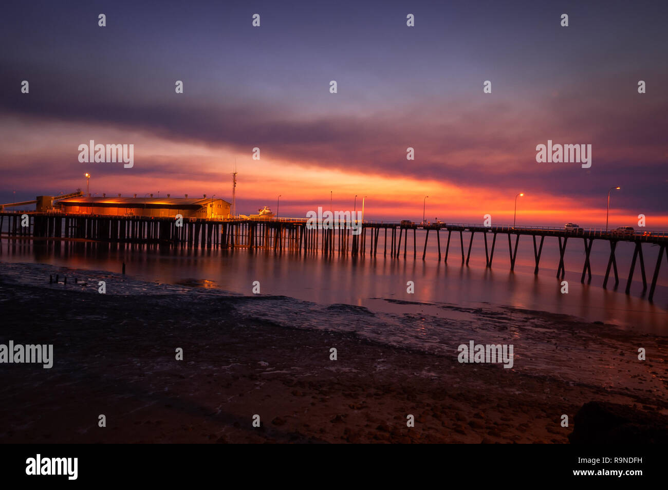 Epic sunset at Derby Jetty, one of the world's tallest wharfs. The ...