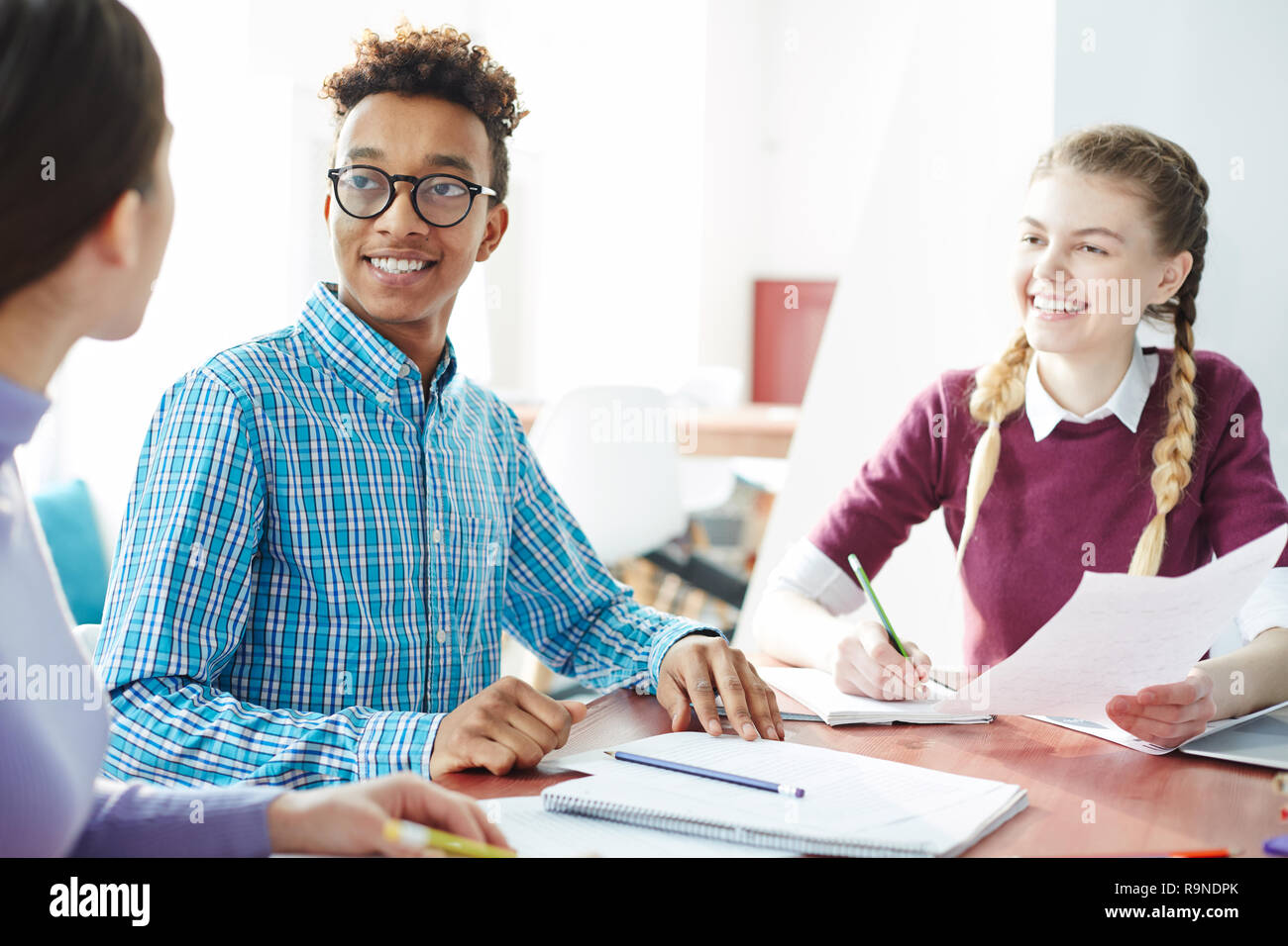 Talk at break Stock Photo - Alamy