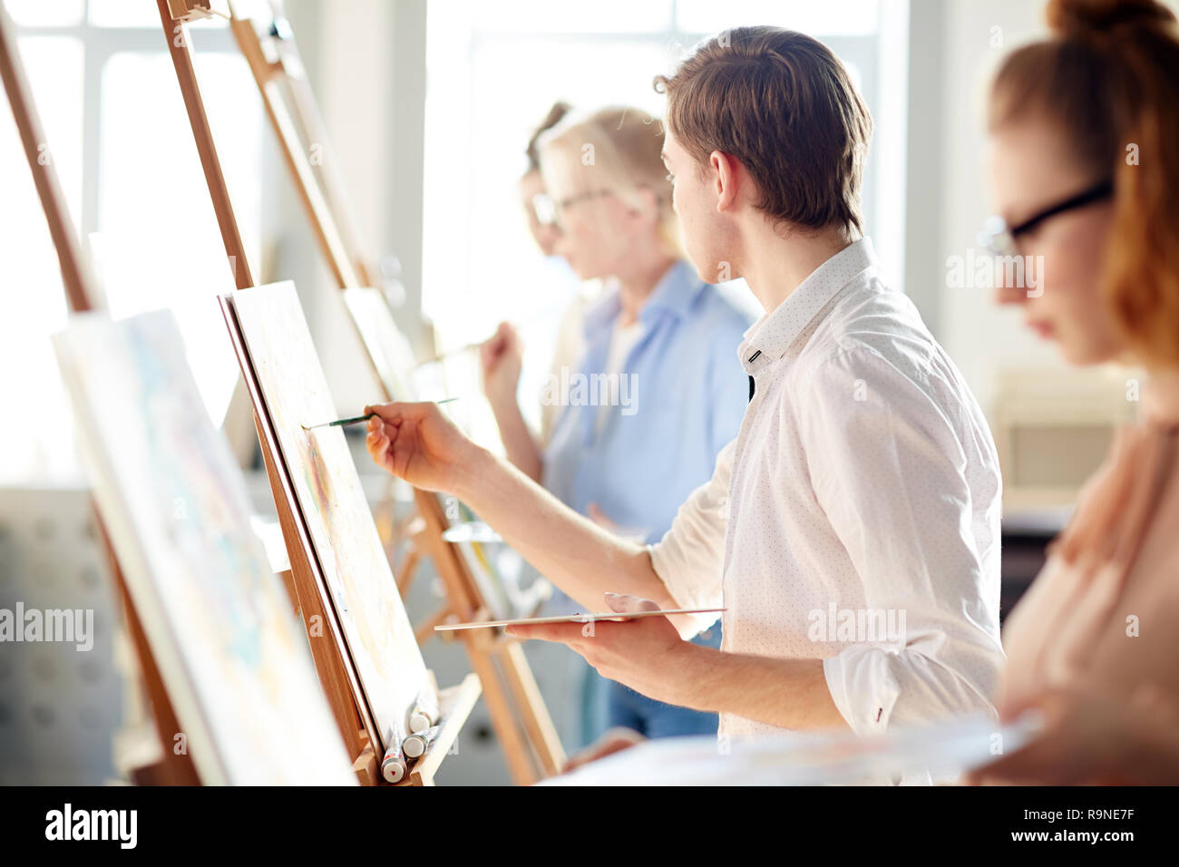 During lesson of painting Stock Photo - Alamy