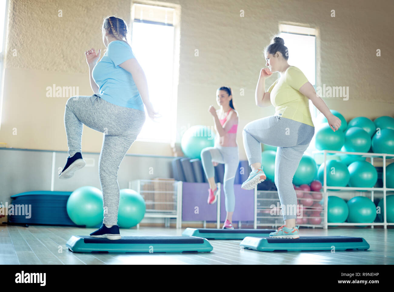 Training on step-platforms Stock Photo - Alamy