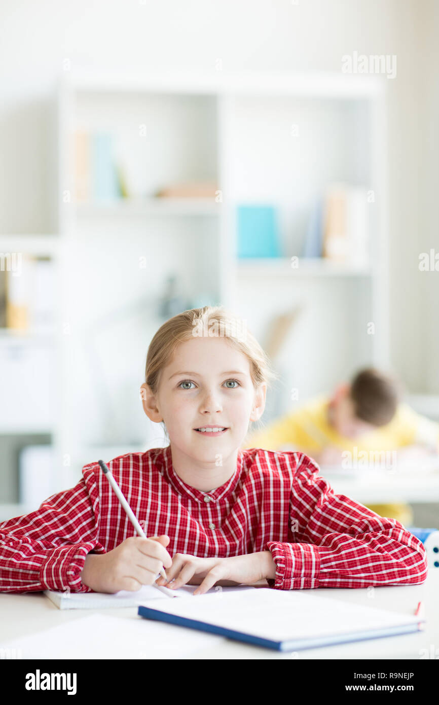 Girl with pencil Stock Photo - Alamy