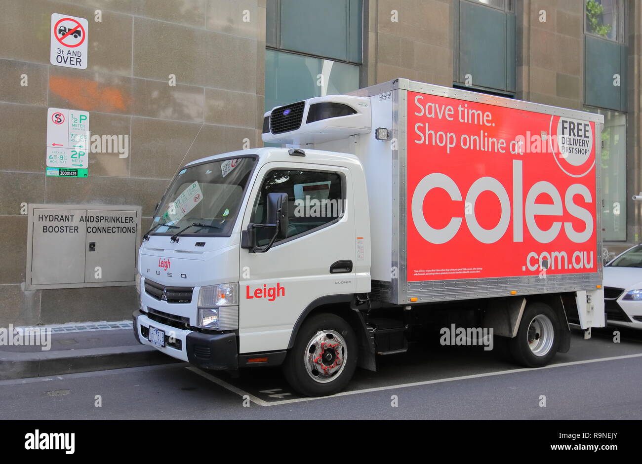 Coles supermarket truck deliver groceries in Melbourne Australia Stock ...
