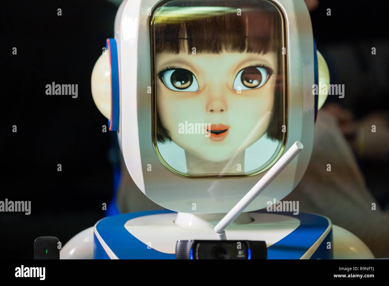 Interactive Robot welcomes visitors at Skolkovo Robotics Forum Stock ...