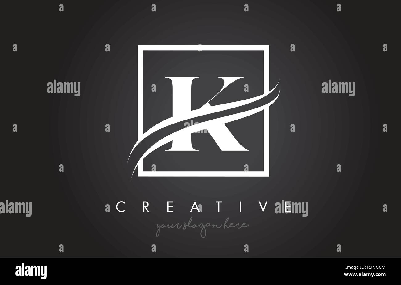 K Letter Icon Logo Design with Square Swoosh Border and Creative Design ...