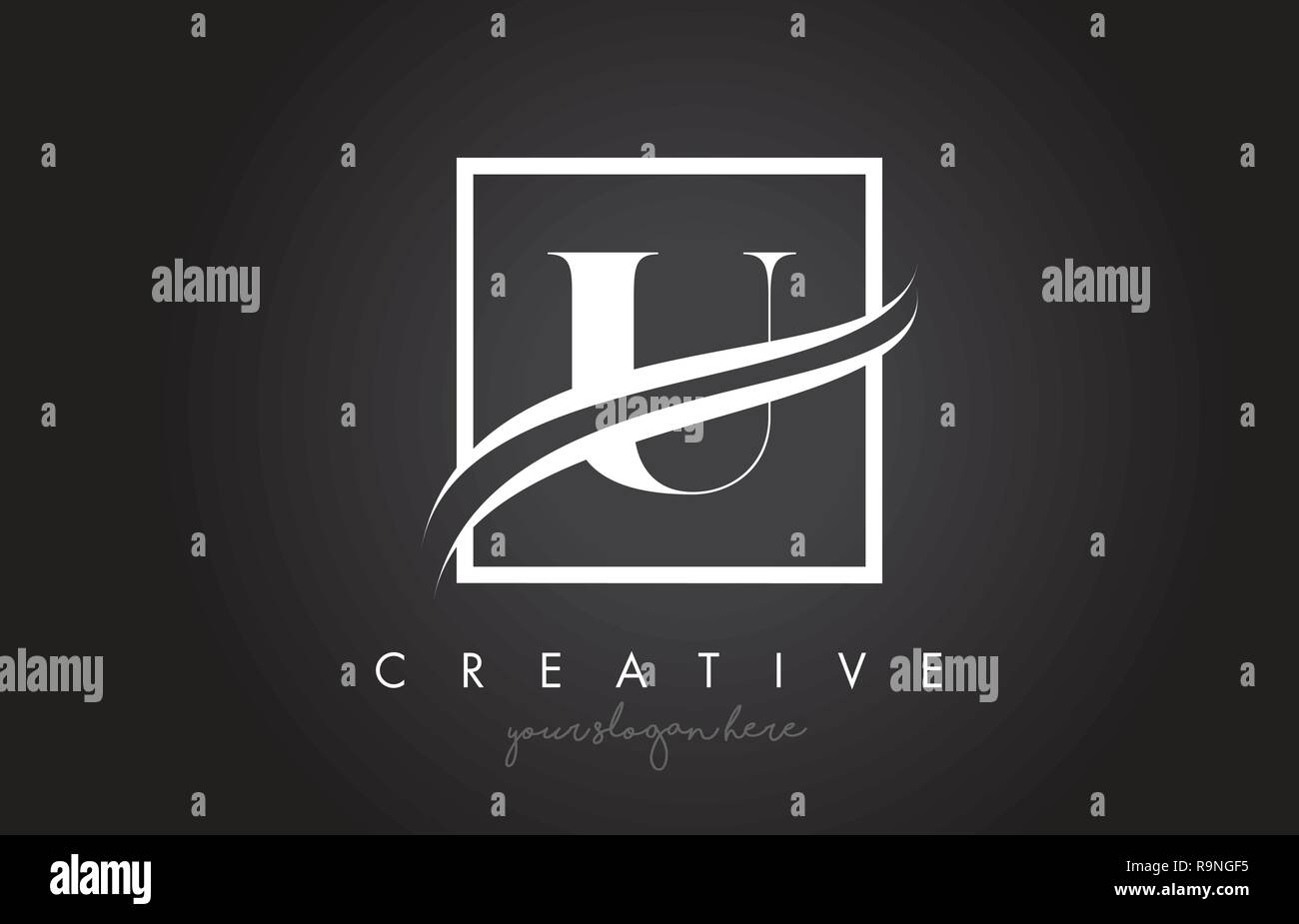 U Letter Icon Logo Design with Square Swoosh Border and Creative Design ...