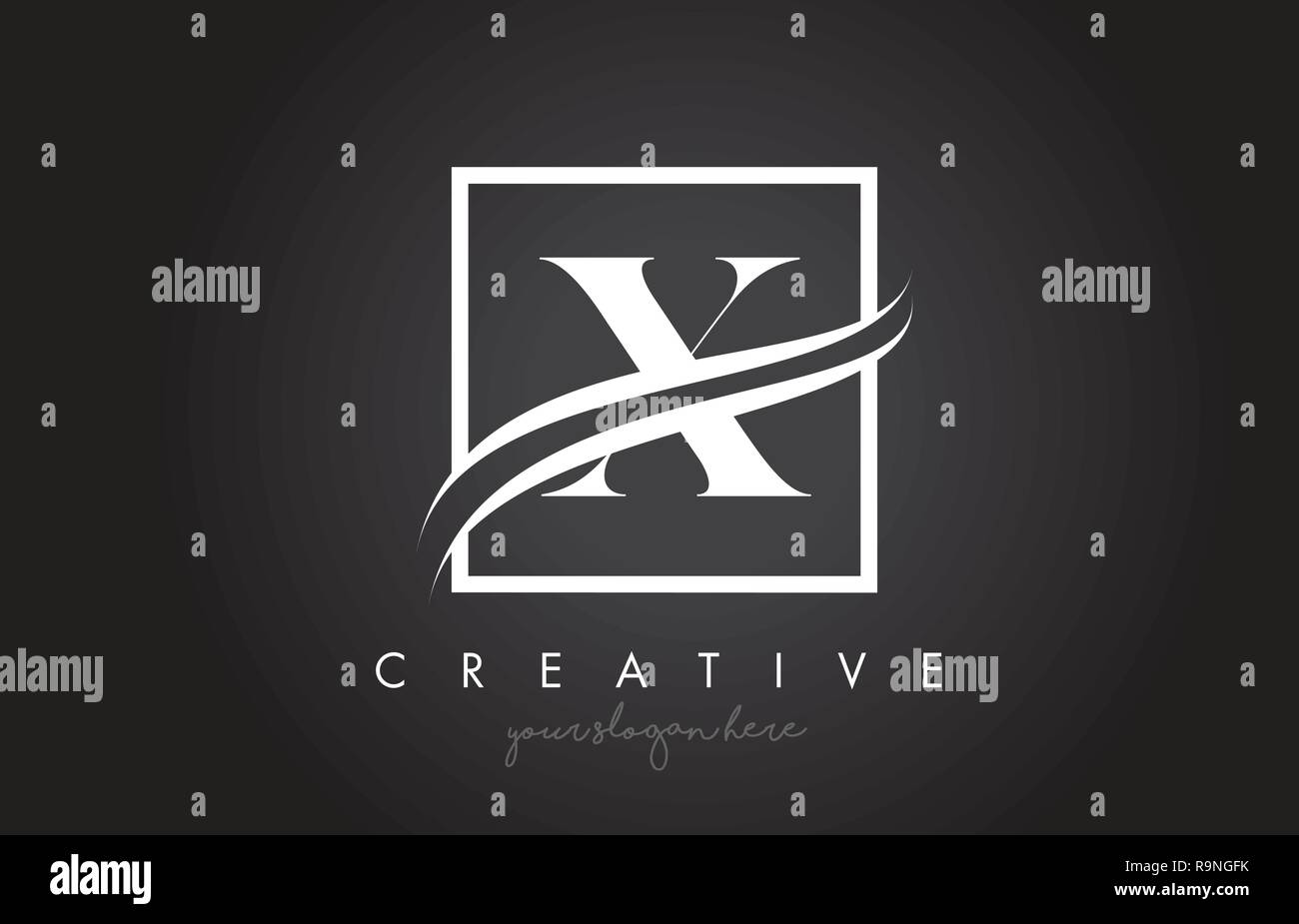 X Letter Icon Logo Design with Square Swoosh Border and Creative Design ...