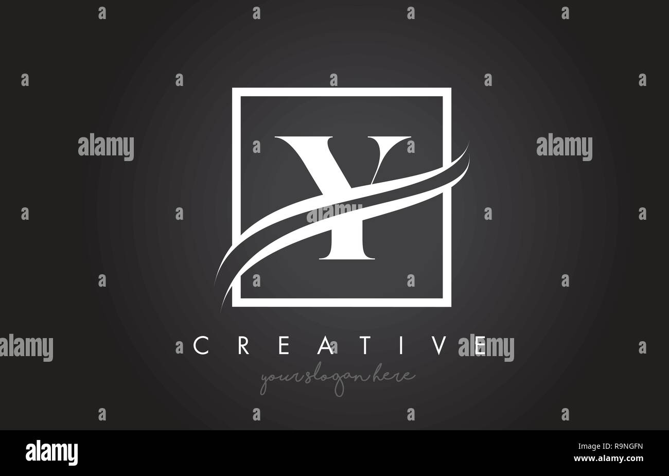Y Letter Icon Logo Design with Square Swoosh Border and Creative Design ...