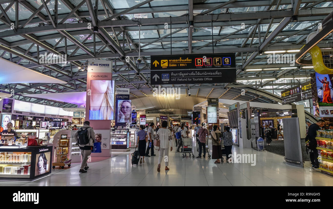 Bangkok, Thailand - Sep 16, 2018. Interior of Bangkok Suvarnabhumi (BKK ...