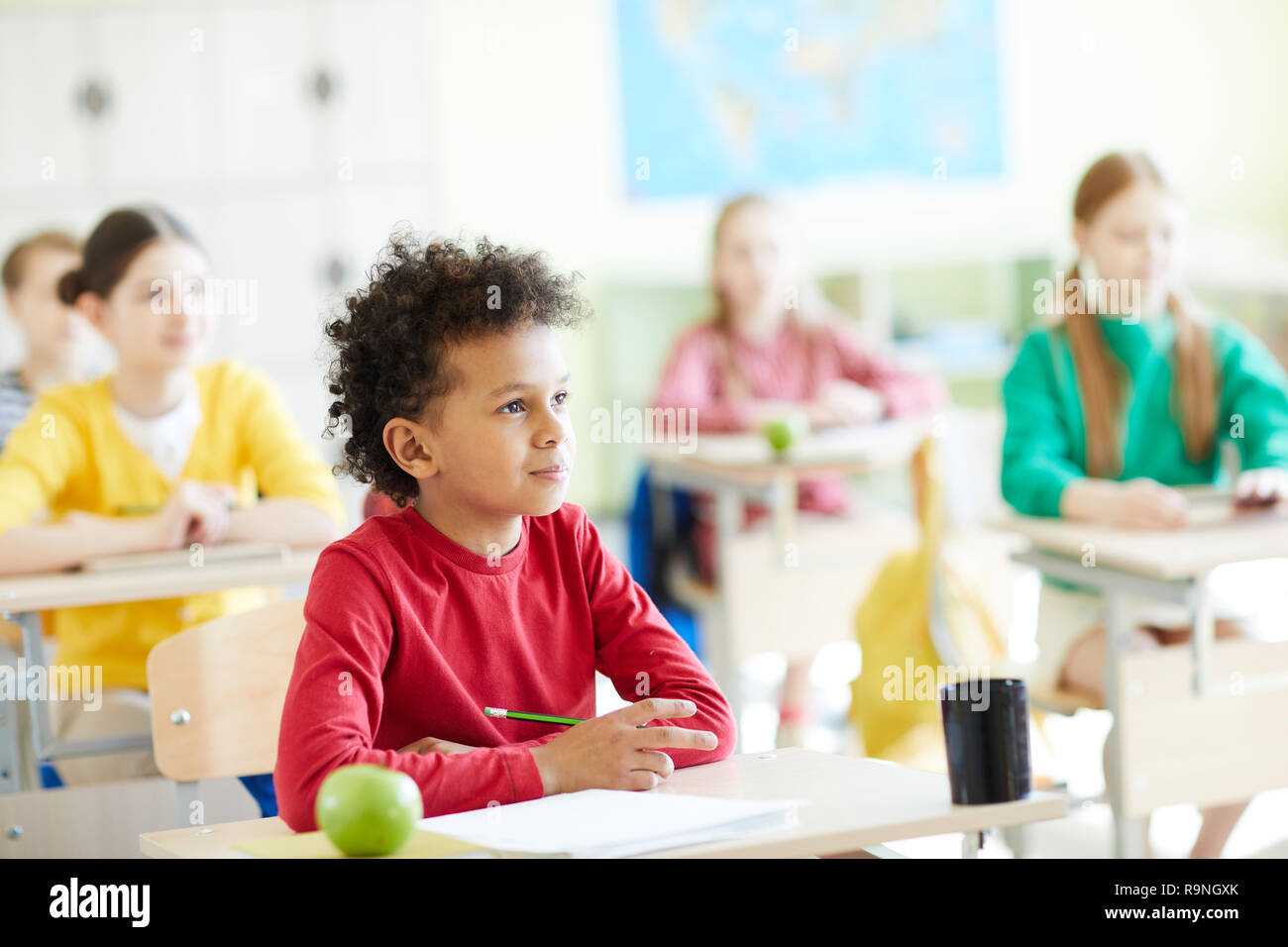 Boy at lesson Stock Photo - Alamy