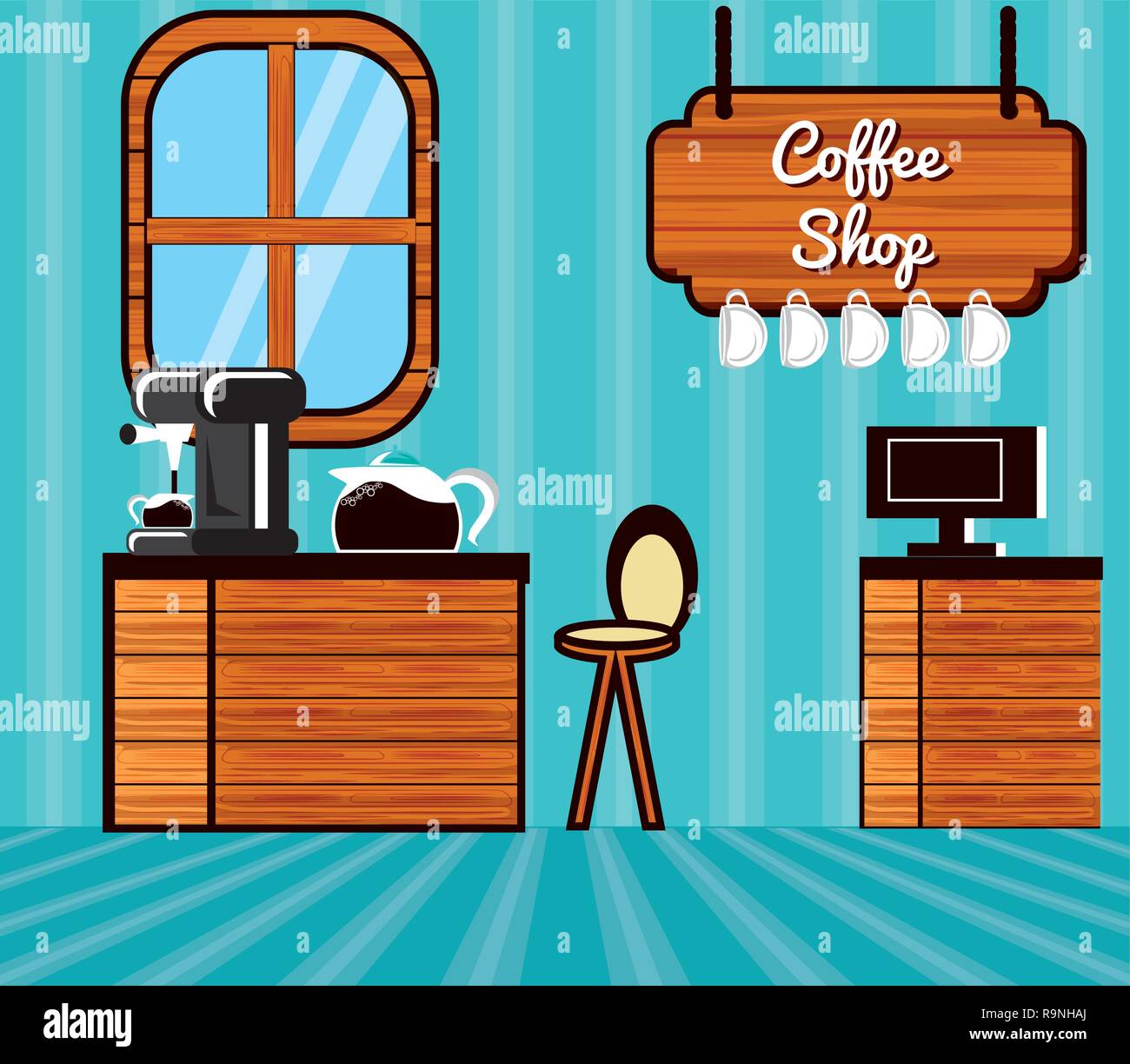 coffee shop restaurant scene vector illustration design Stock Vector ...