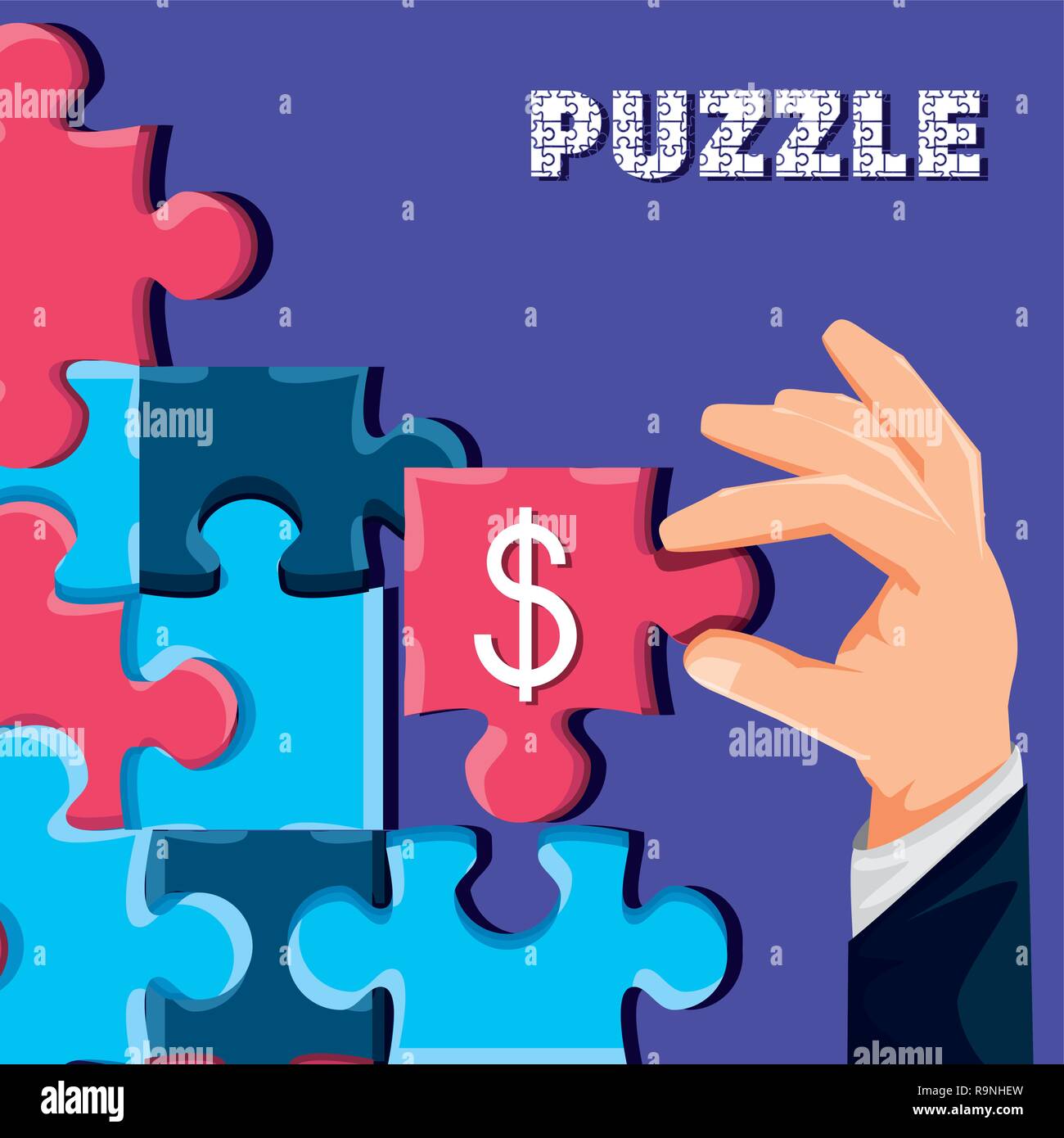 hand with puzzle pieces vector illustration design Stock Vector Image ...