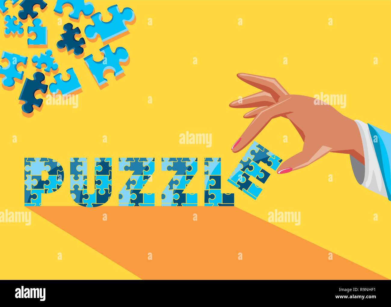 hand with puzzle pieces vector illustration design Stock Vector Image ...