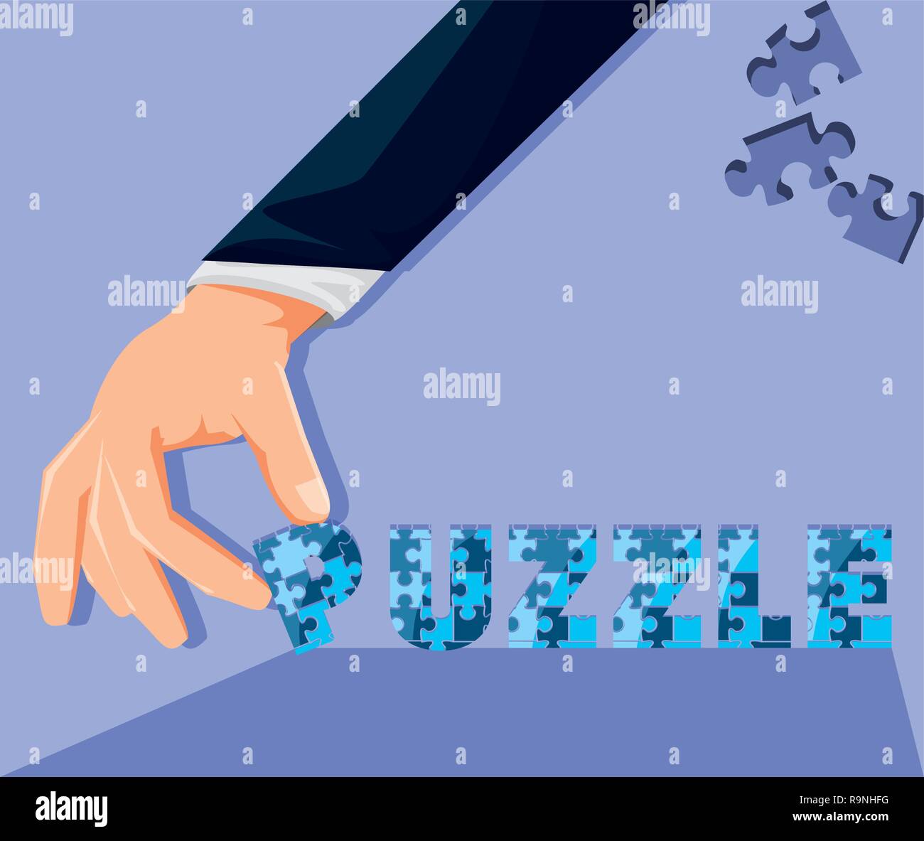 hand with puzzle pieces vector illustration design Stock Vector Image ...
