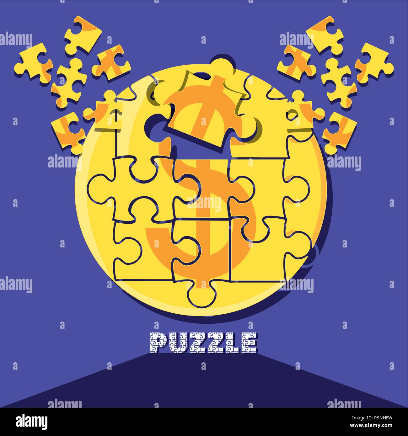 puzzle pieces in shape circle vector illustration design Stock Vector ...
