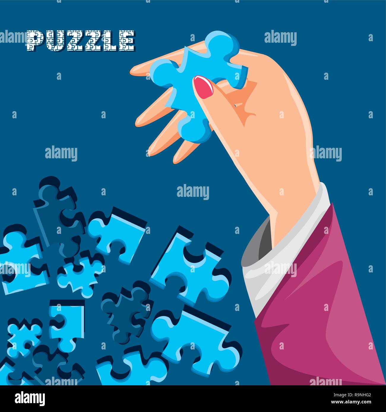 hand with puzzle pieces vector illustration design Stock Vector Image ...