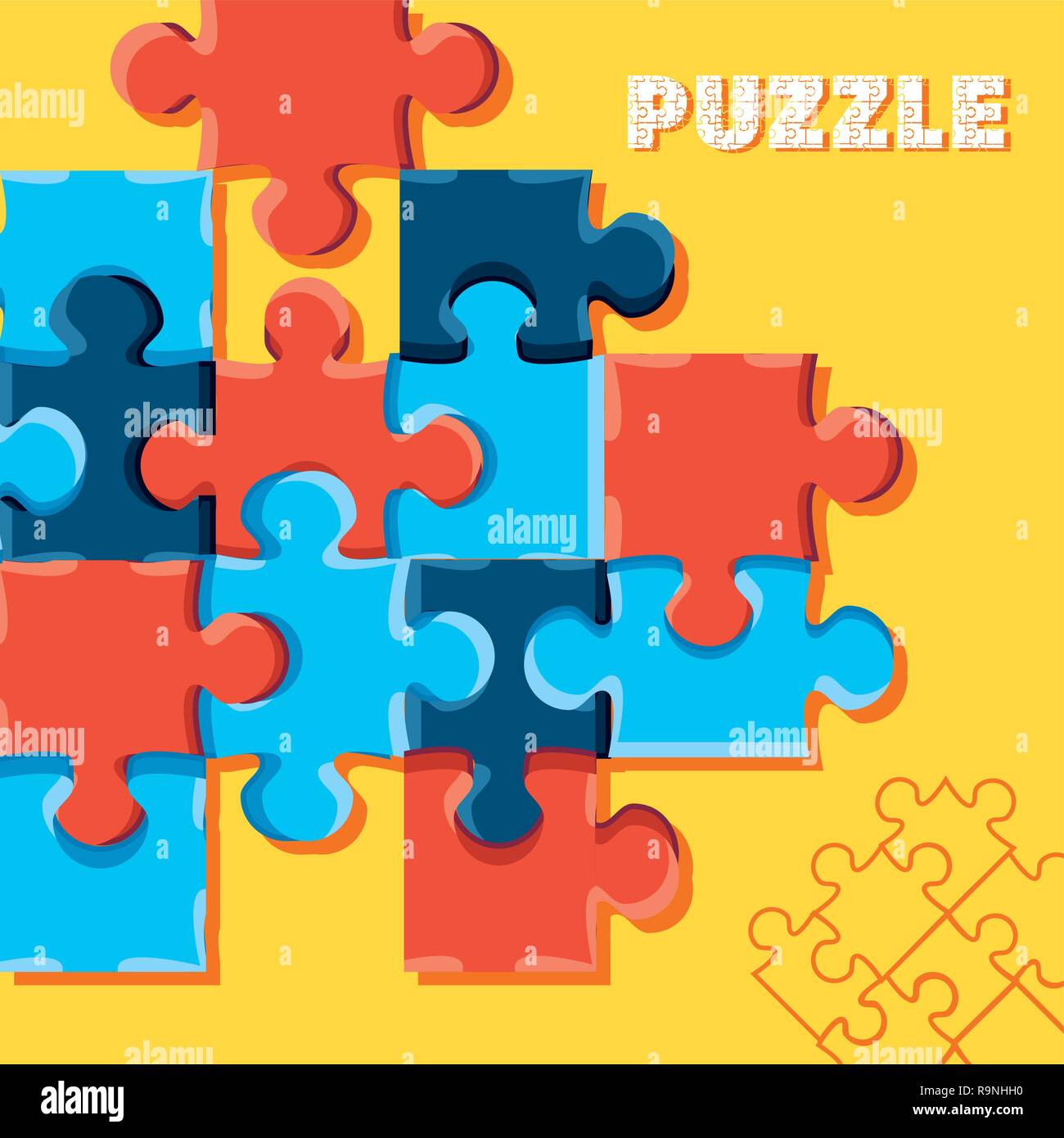 set of puzzle pieces vector illustration design Stock Vector Image ...