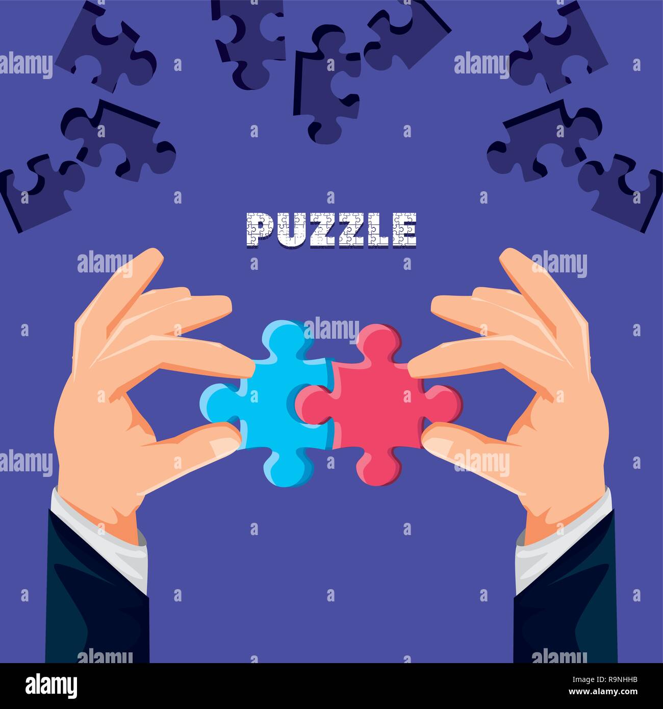 hands with puzzle pieces vector illustration design Stock Vector Image ...