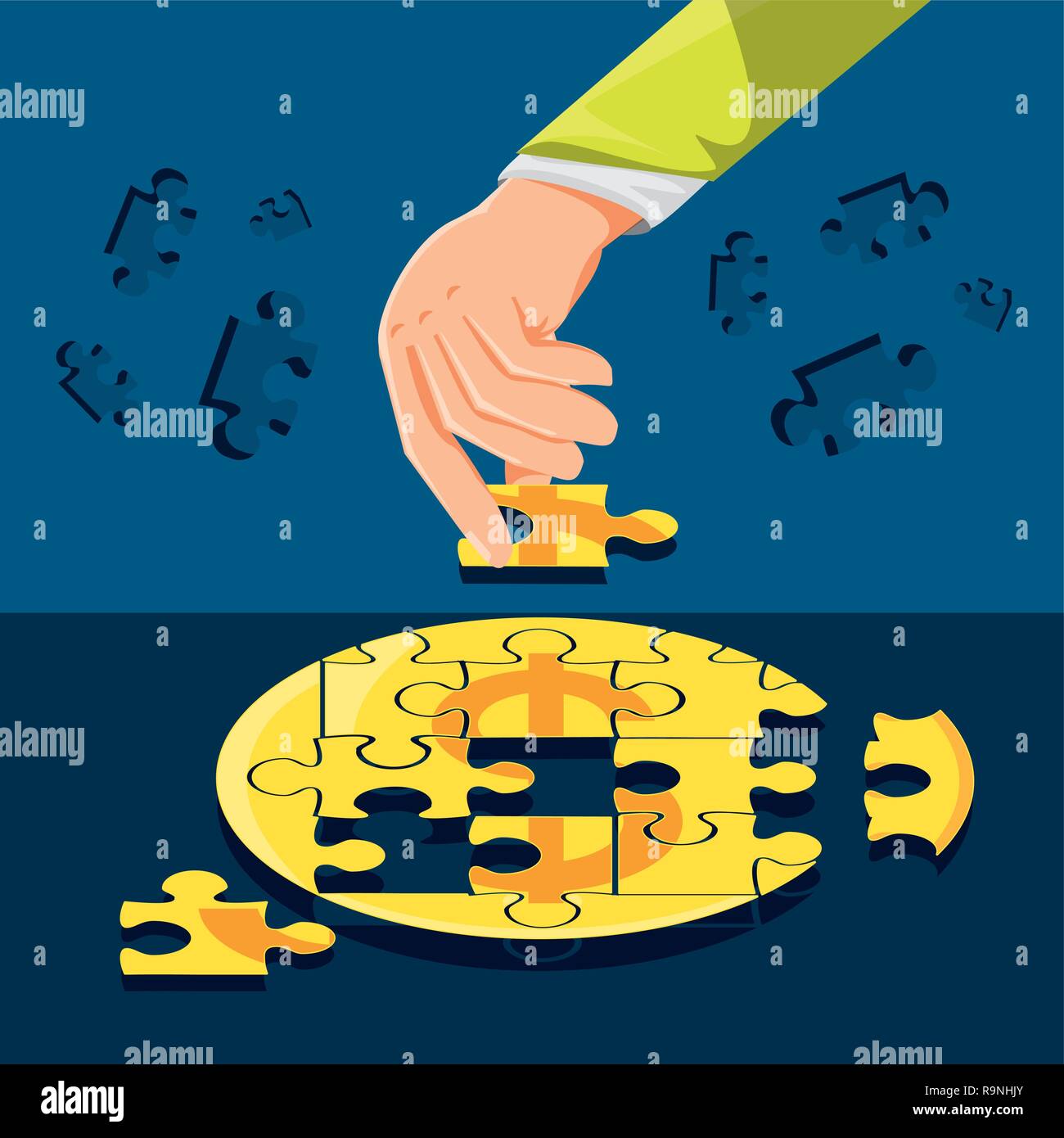 hand with puzzle pieces vector illustration design Stock Vector Image ...