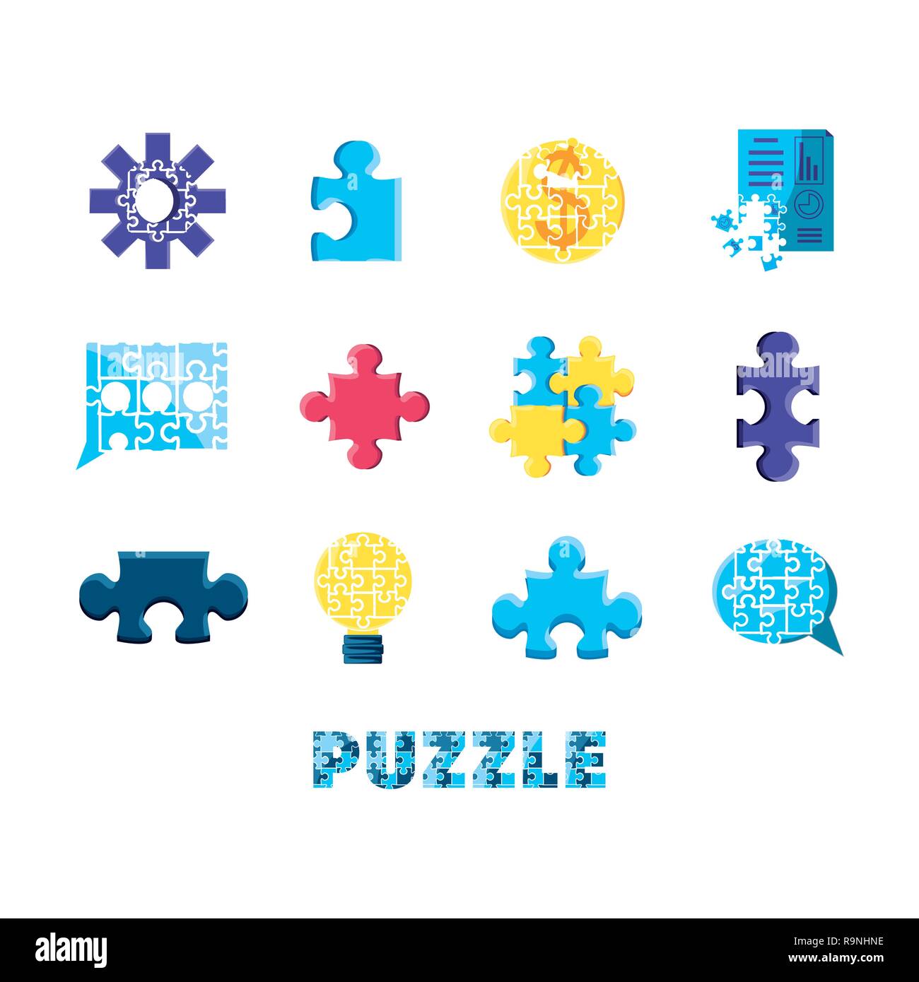 set of puzzle pieces vector illustration design Stock Vector Image ...
