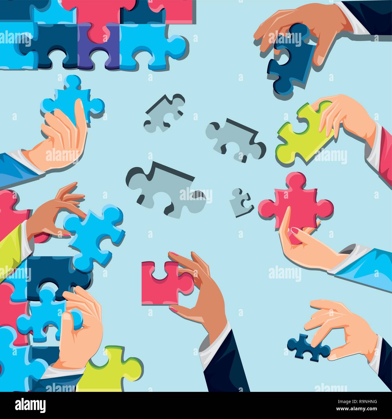 hands with puzzle pieces vector illustration design Stock Vector Image ...