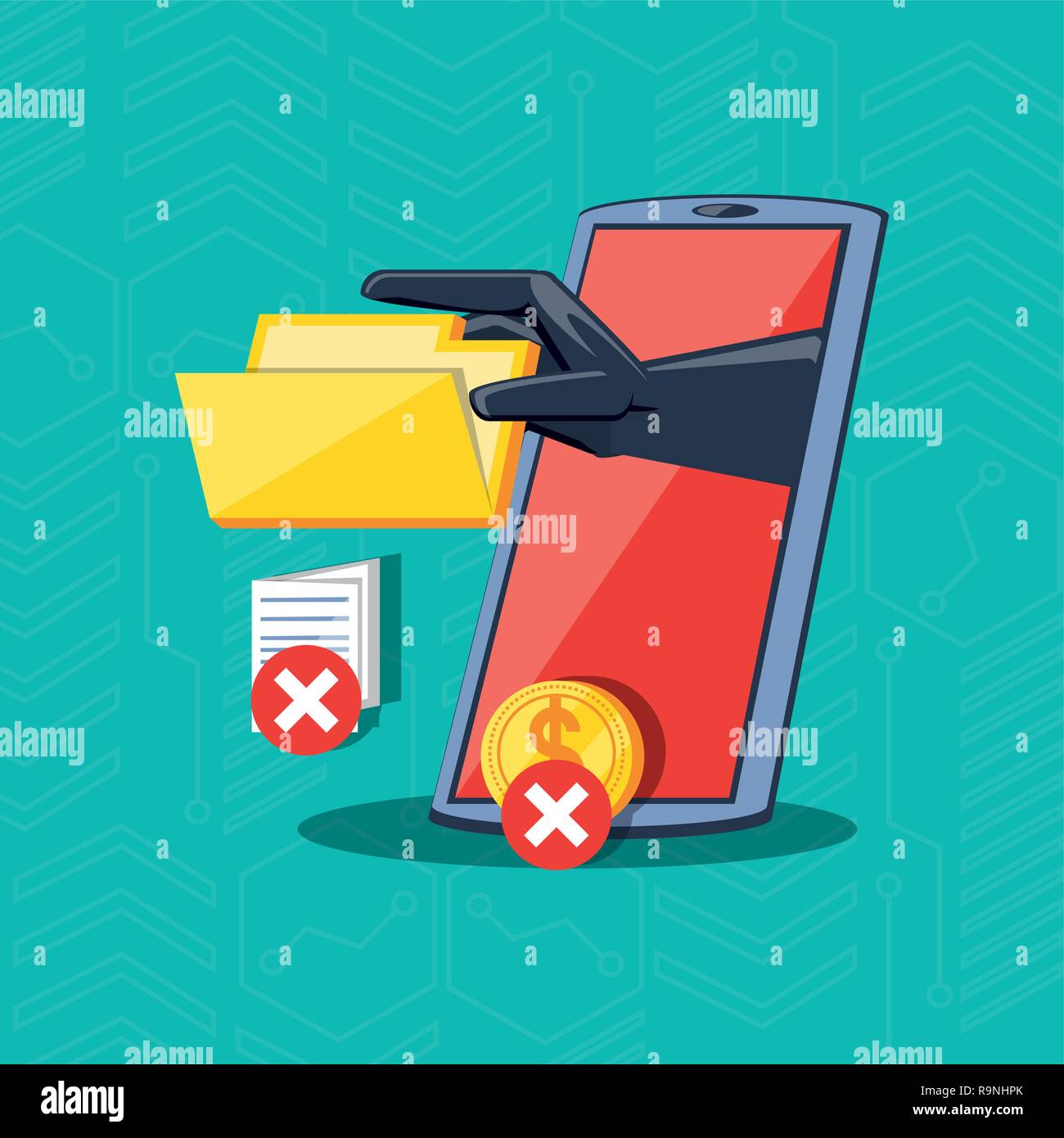 smartphone encryption cyber security vector illustration design Stock ...