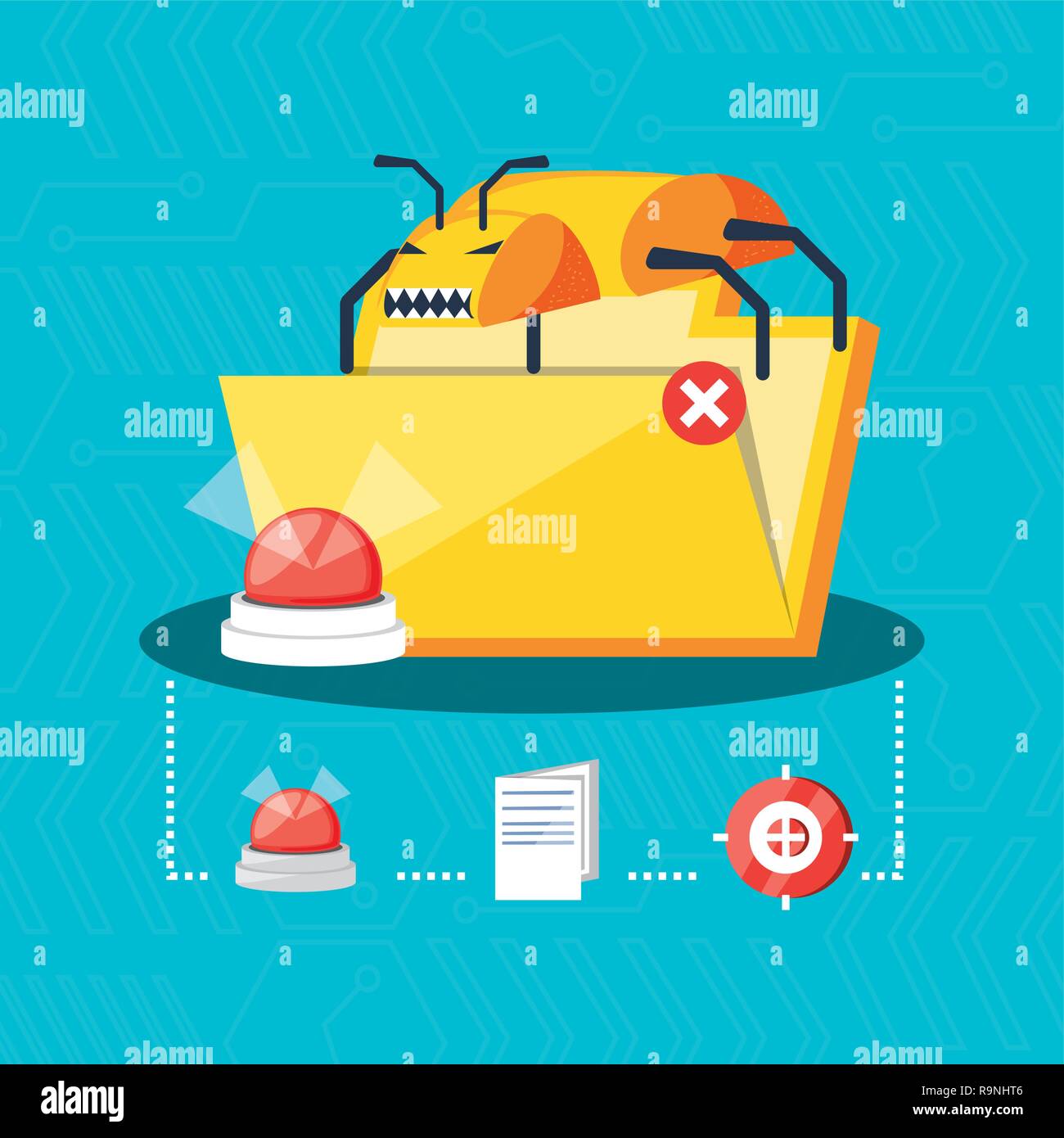 folder with icons cyber security vector illustration design Stock ...