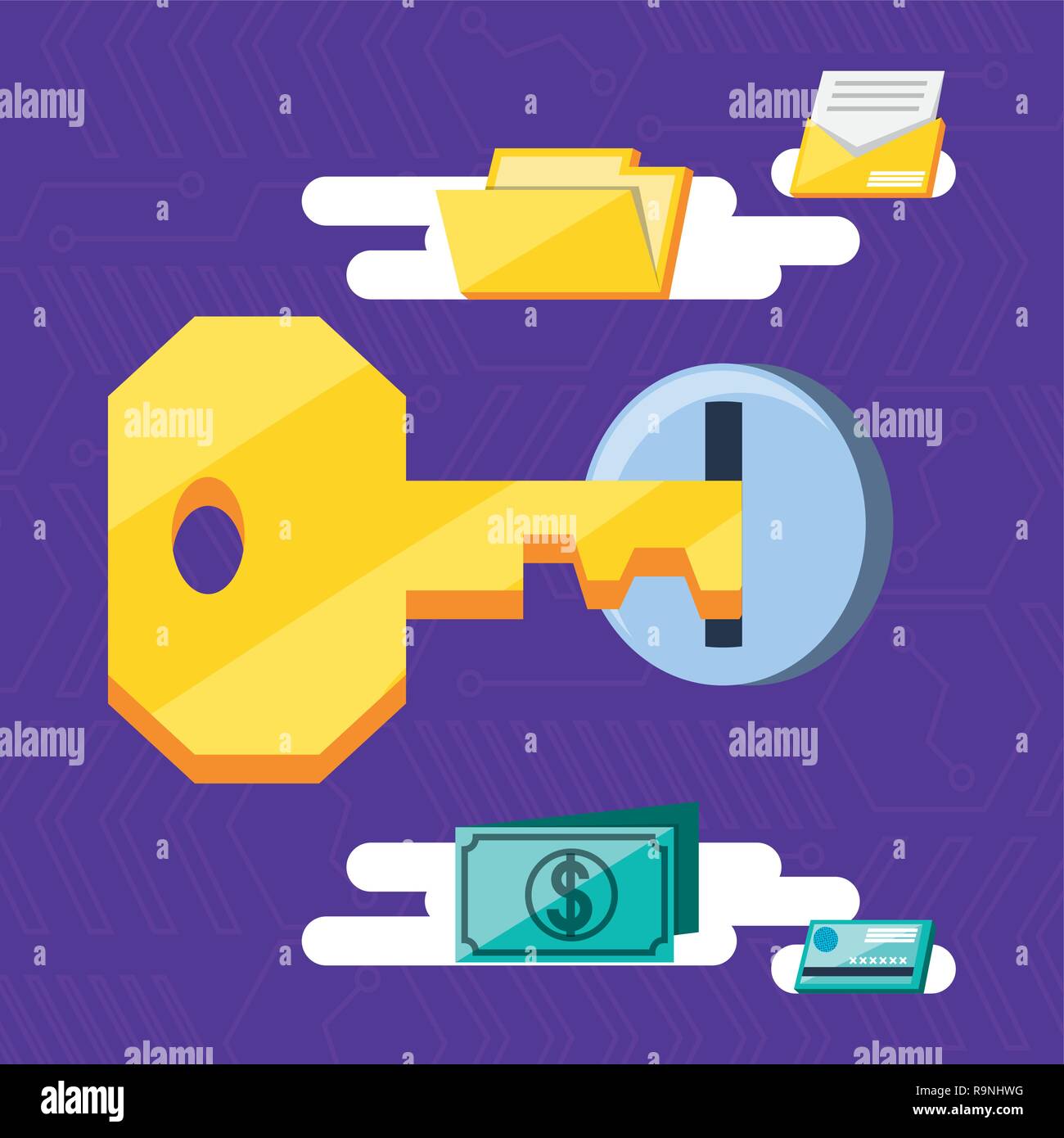 key with set icons cyber security vector illustration design Stock ...
