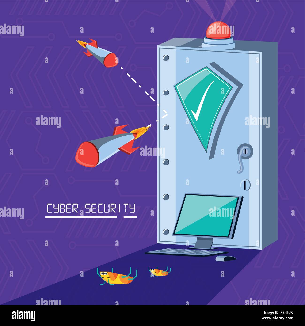 safe box with set icons cyber security vector illustration design Stock ...