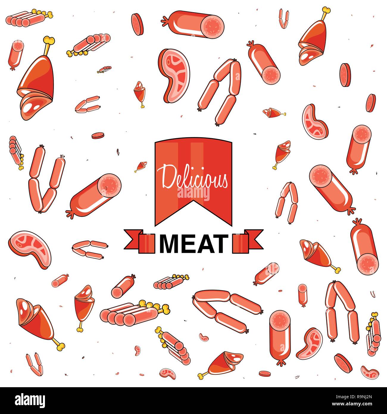 pattern of meat and sausages vector illustration design Stock Vector ...
