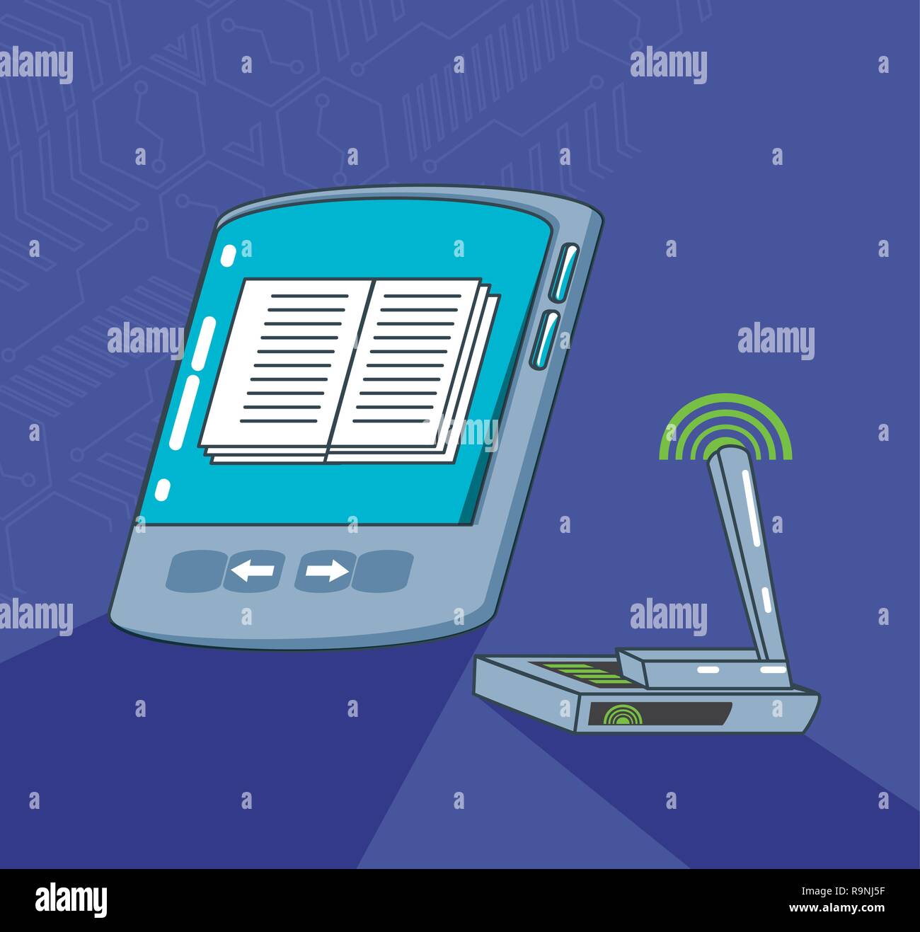 electronic book gadget with router vector illustration design Stock ...
