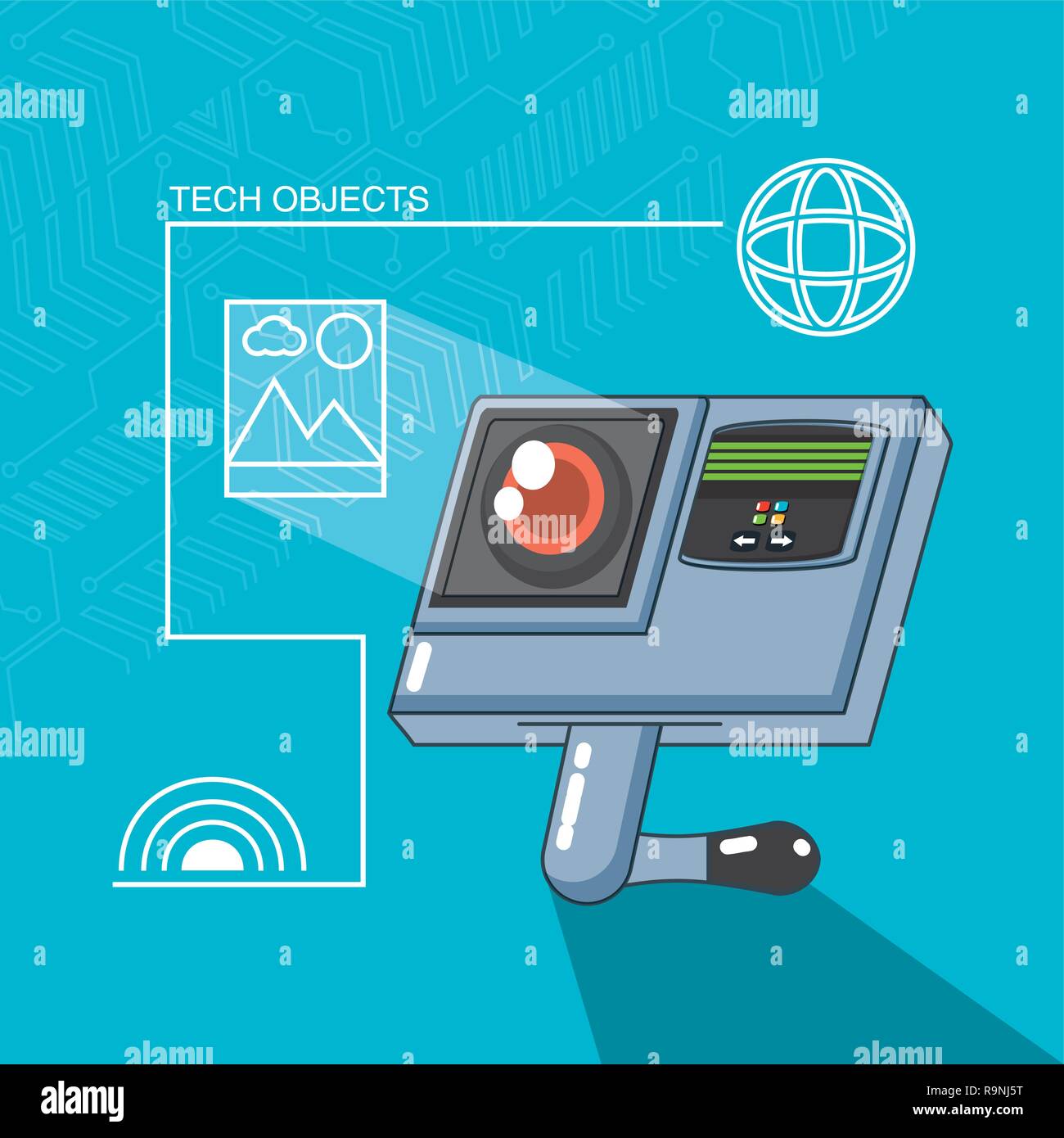 retina reader machine with set icons vector illustration design Stock ...