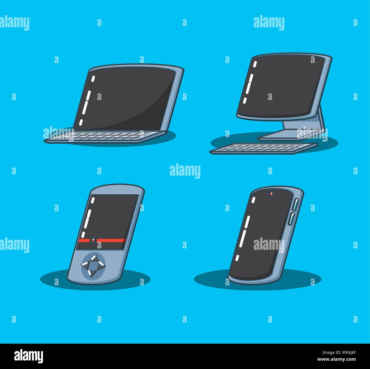 desktop computer with set devices vector illustration design Stock ...