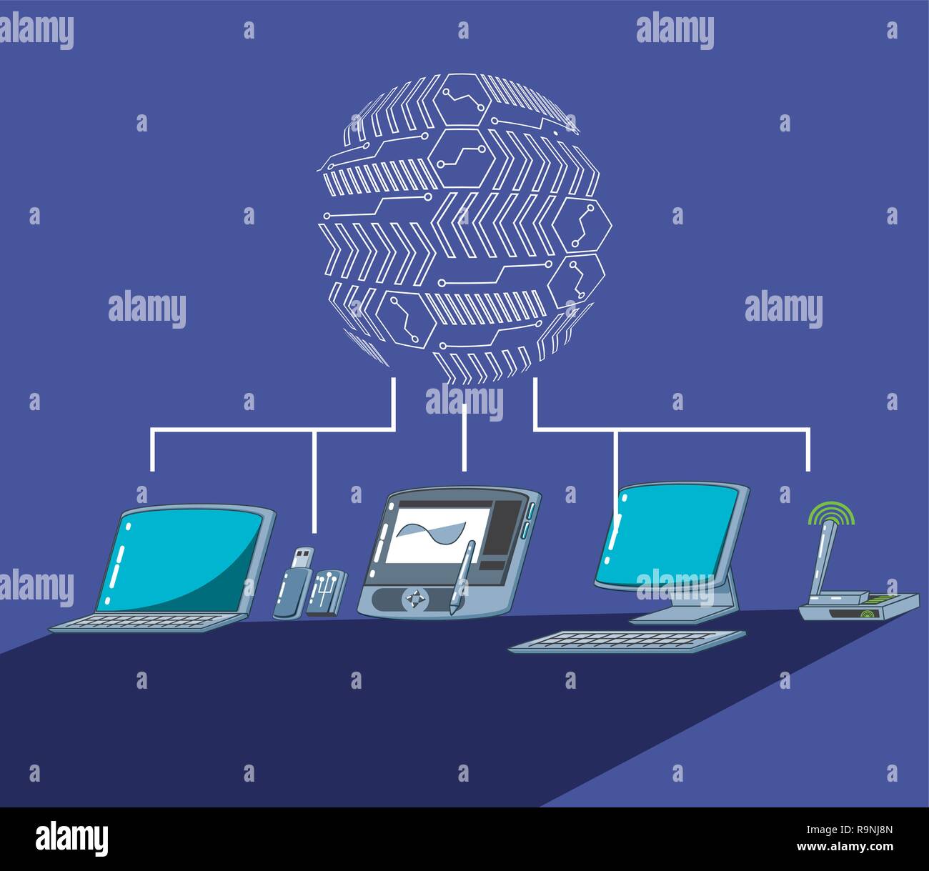 graphic tablet with computers vector illustration design Stock Vector ...