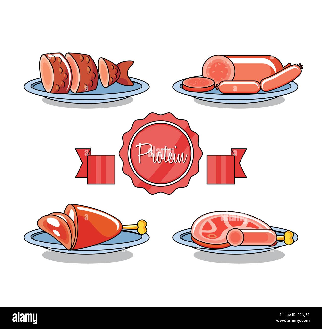 cold meats products menu vector illustration design Stock Vector Image ...
