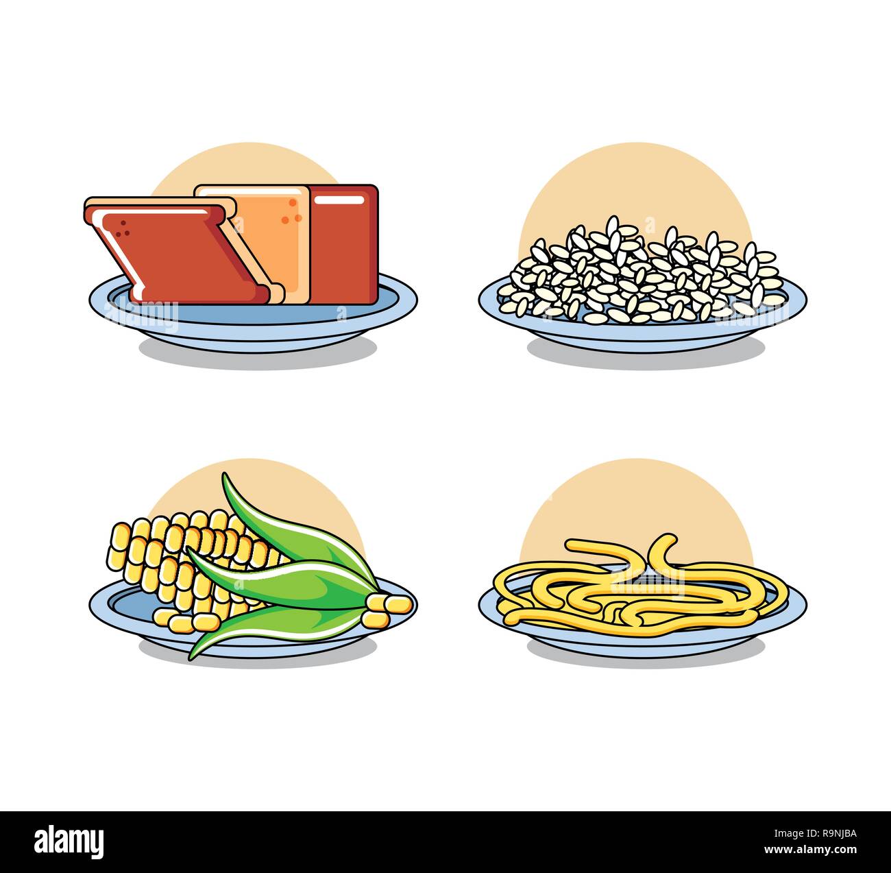 set of healthy food menu vector illustration design Stock Vector Image ...