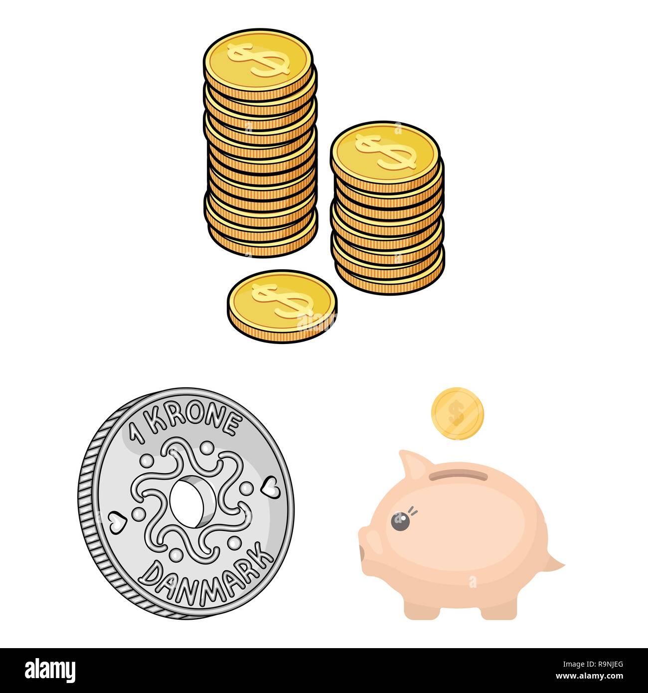 Euro earnings flat color Cut Out Stock Images & Pictures - Alamy