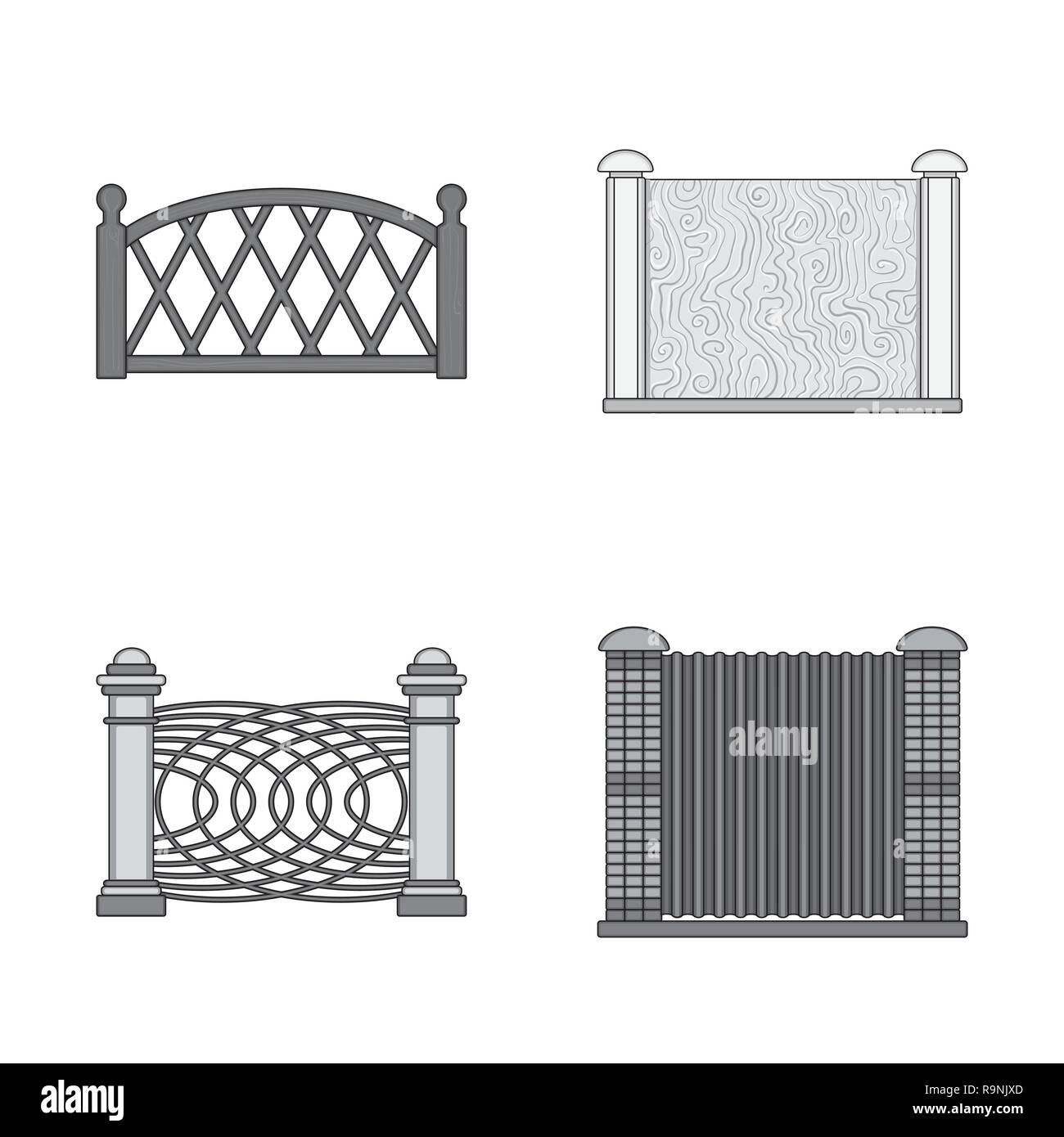 Vector design of gate and fence logo. Collection of gate and wall stock ...