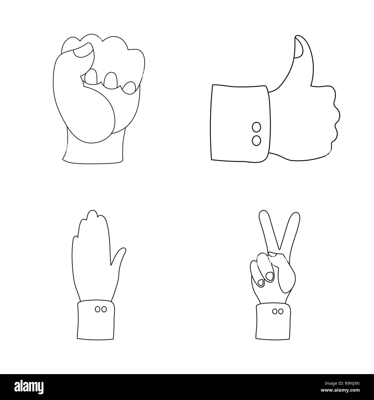 Vector illustration of animated and thumb symbol. Collection of ...