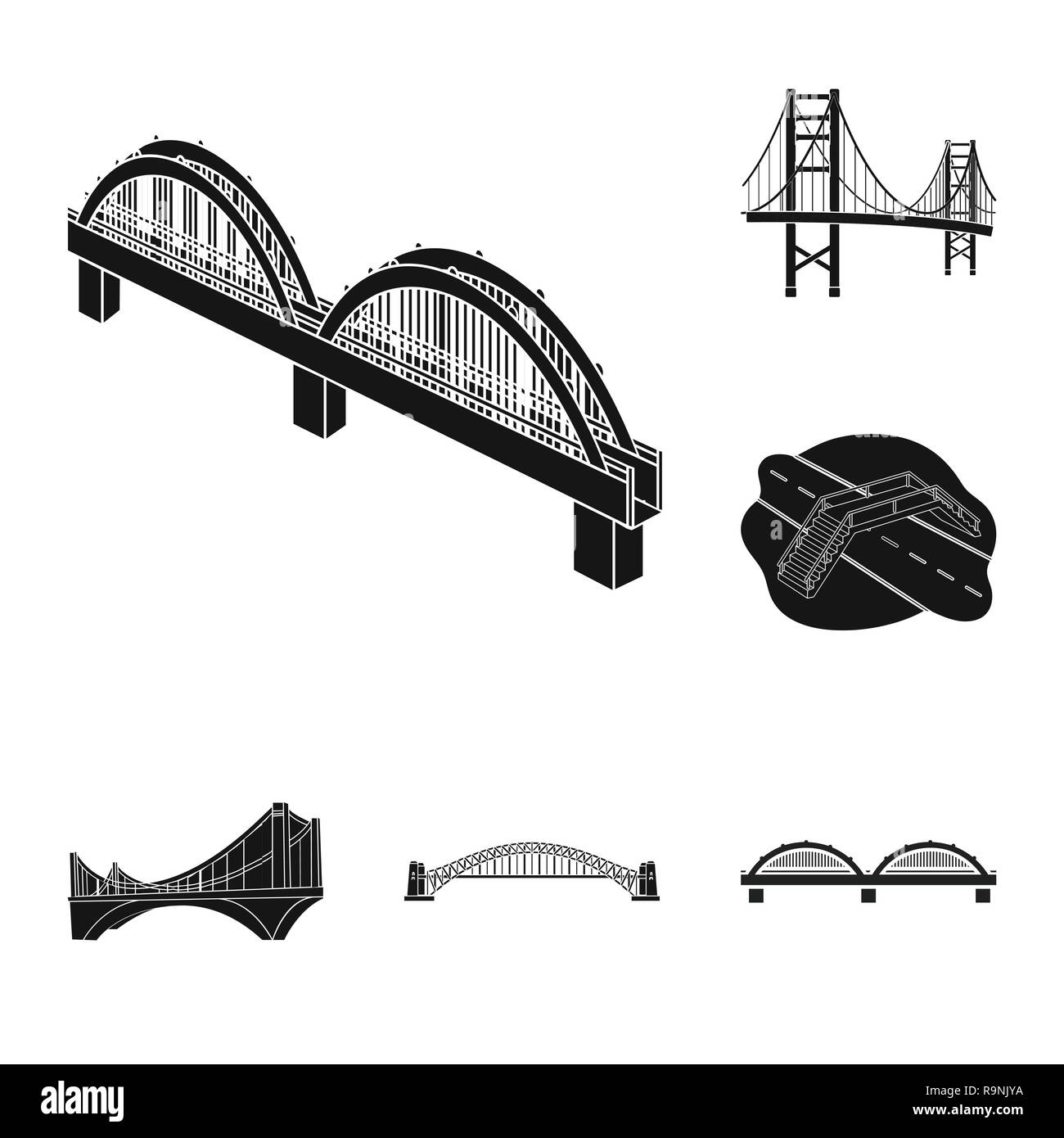 Vector illustration of bridge and construction logo. Collection of ...