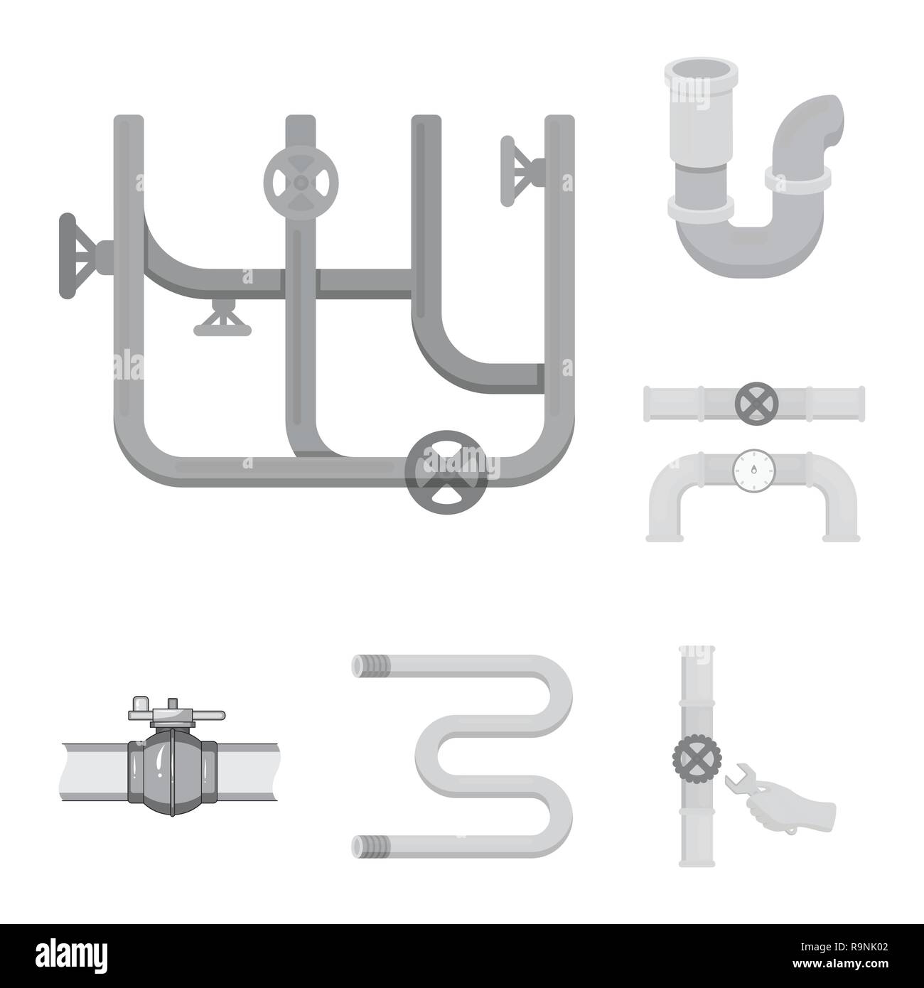 Vector illustration of pipe and plumbing logo. Set of pipe and metal ...
