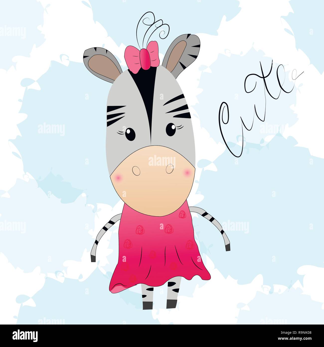 Cute Pink Zebra Cartoon