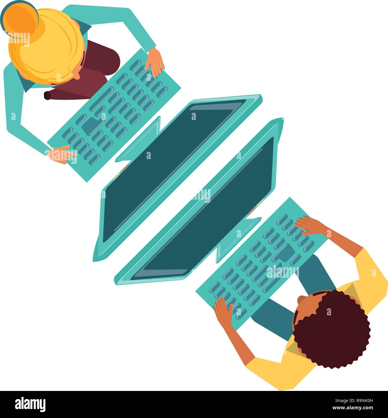 Couple using computer screen Stock Vector Images - Alamy