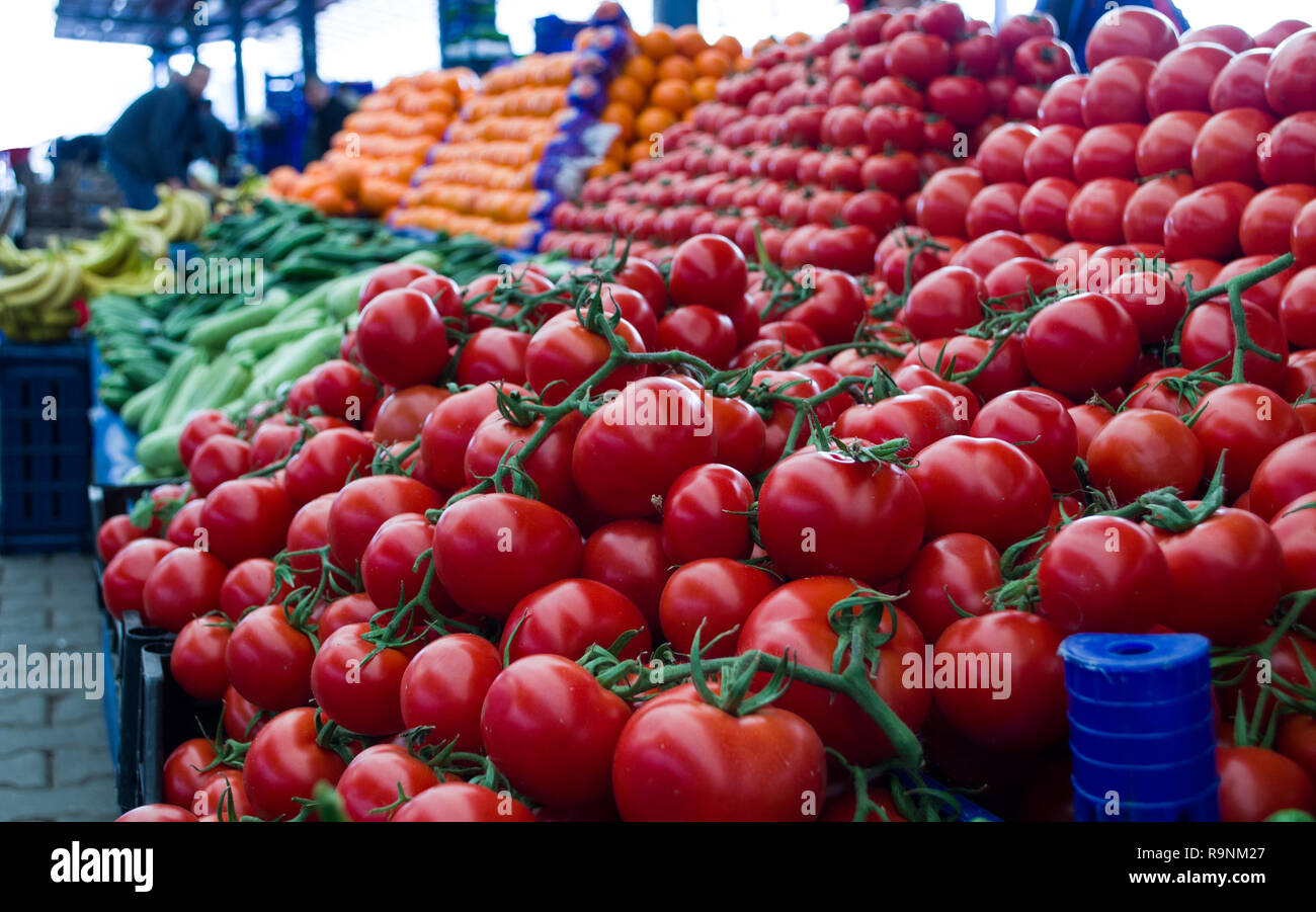 Fresh vegetables and fruits at the bazaar Stock Photo - Alamy
