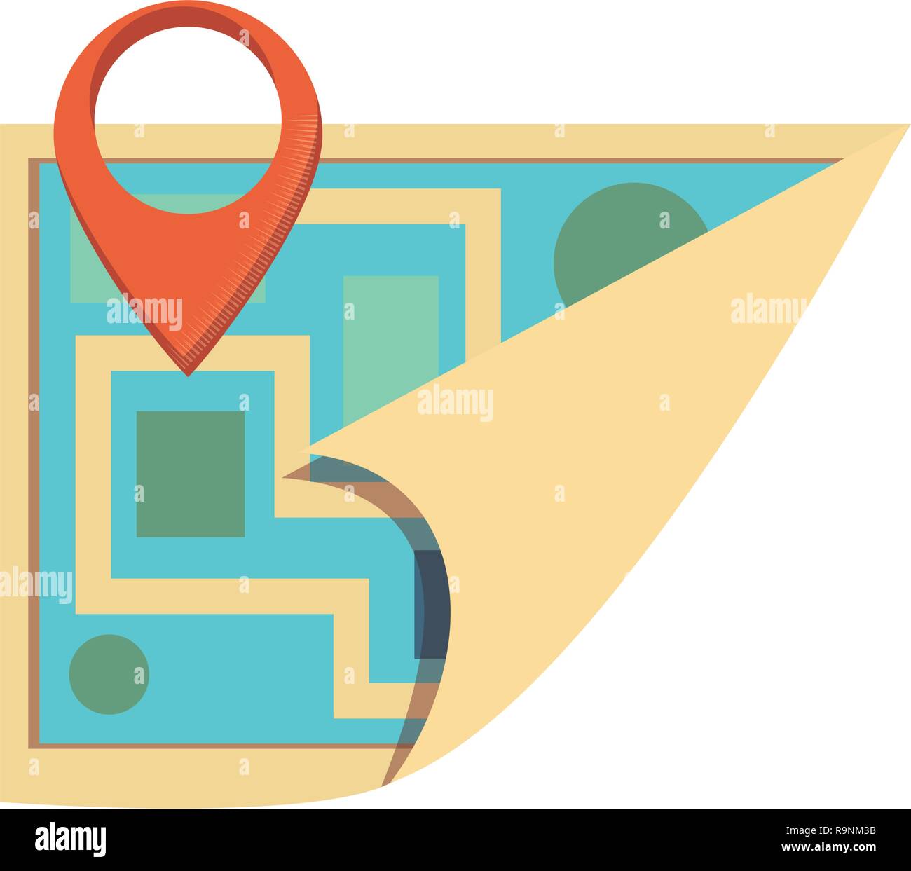 paper map guide with pin location vector illustration design Stock ...
