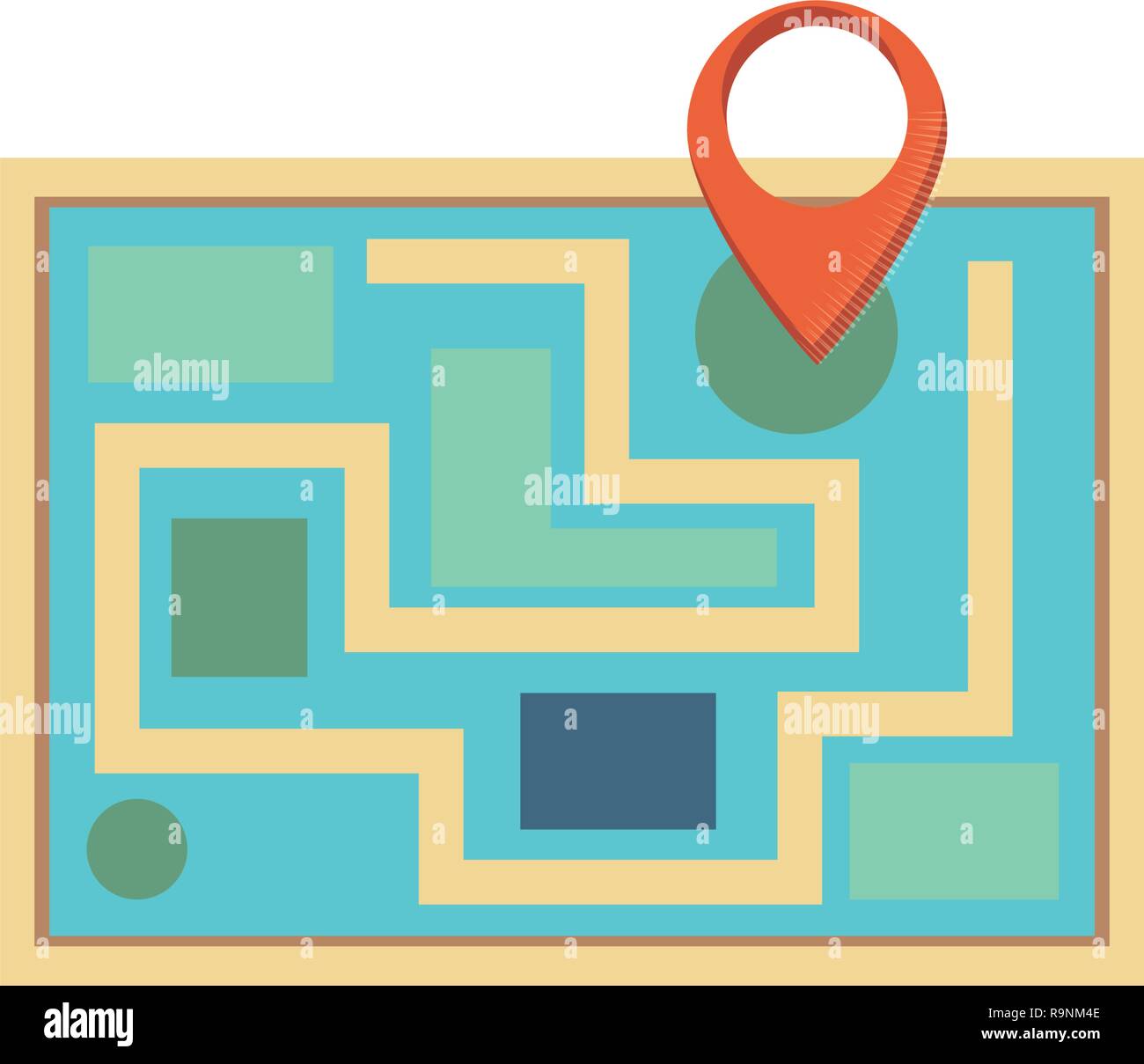 paper map guide with pin location vector illustration design Stock ...
