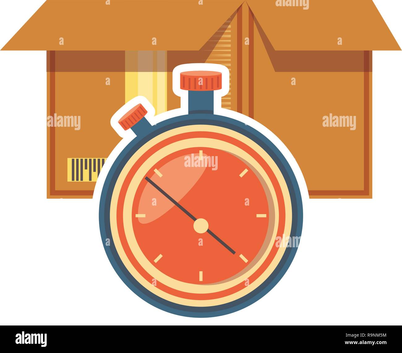 carton box with chronometer delivery service vector illustration design ...