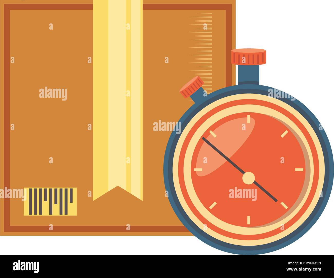 carton box with chronometer delivery service vector illustration design ...