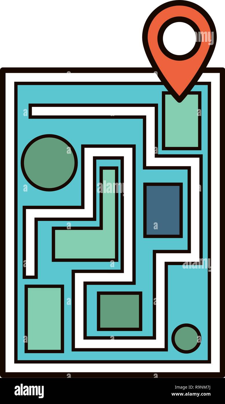 paper map guide with pin location vector illustration design Stock ...