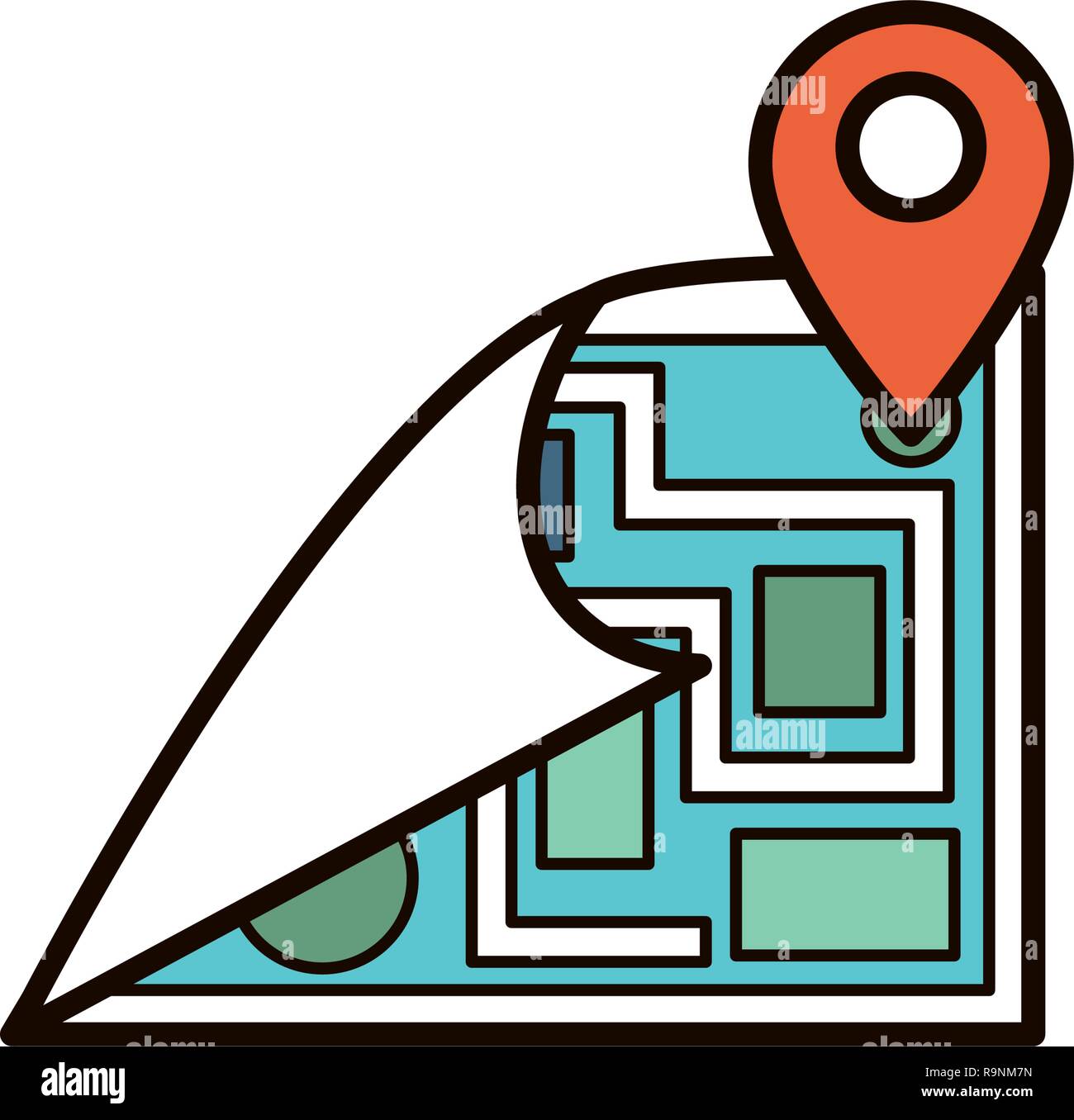 paper map guide with pin location vector illustration design Stock ...